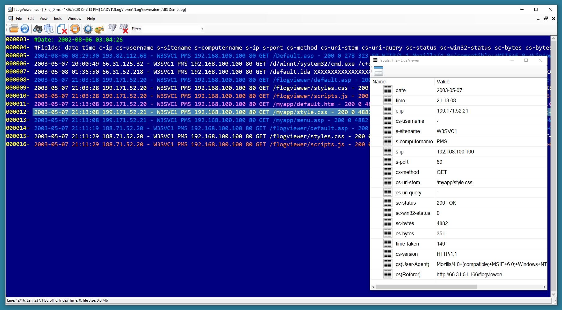 fLogViewer - Log File Viewer Software